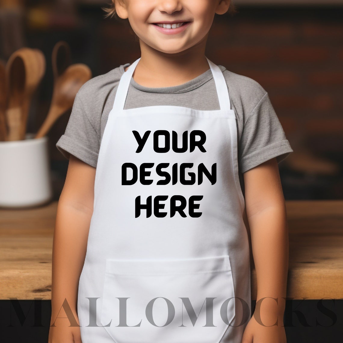 Set of Four Kids Cooking Apron Mock up White Apron Mockup Kitchen Chef ...