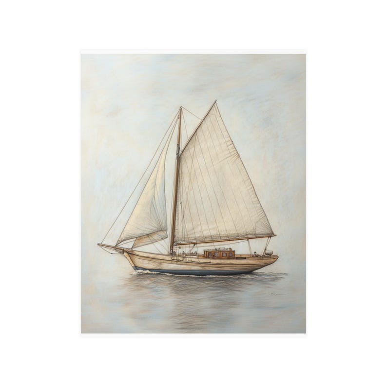 Sailboat Nautical Coastal Poster - Etsy