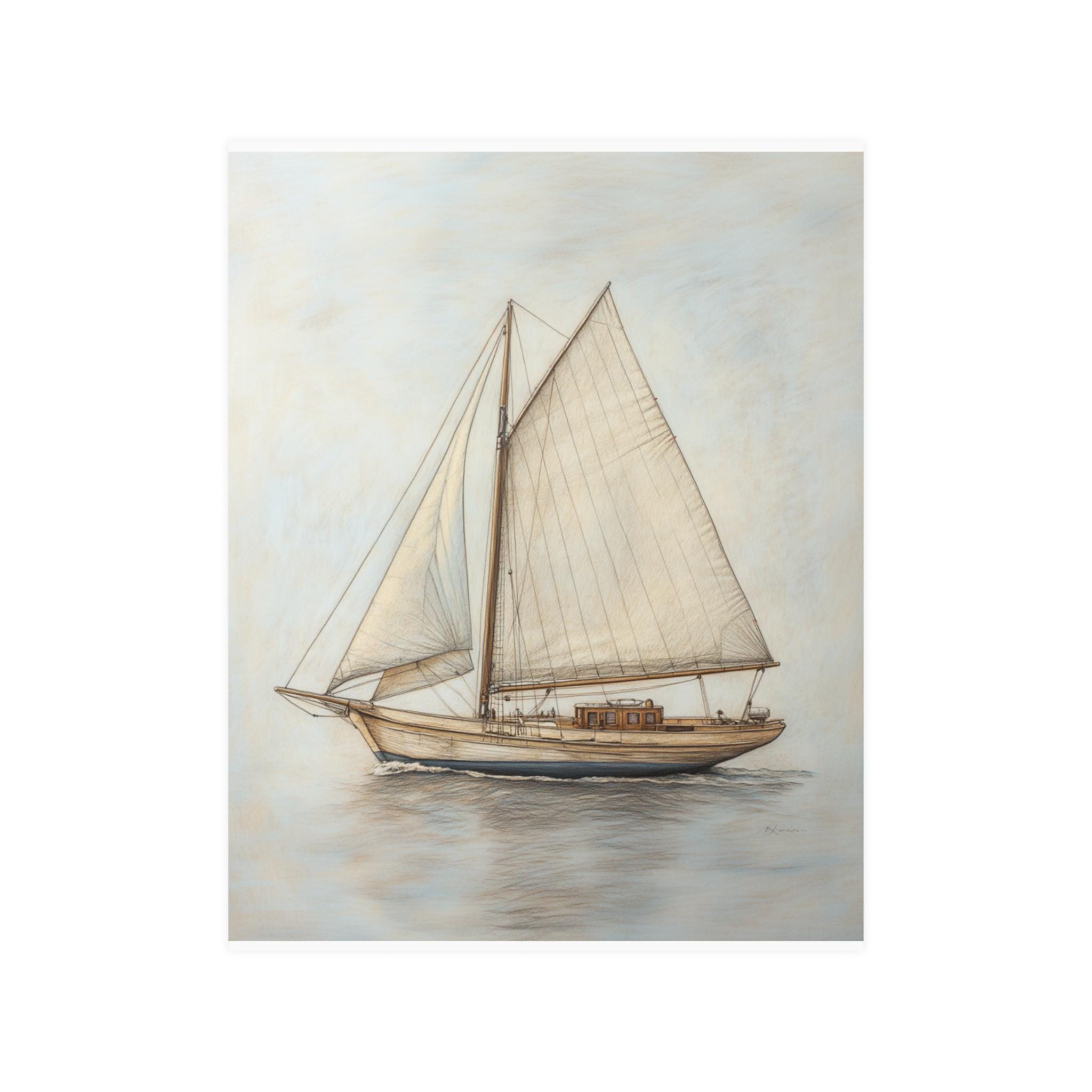 Sailboat Nautical Coastal Poster - Etsy