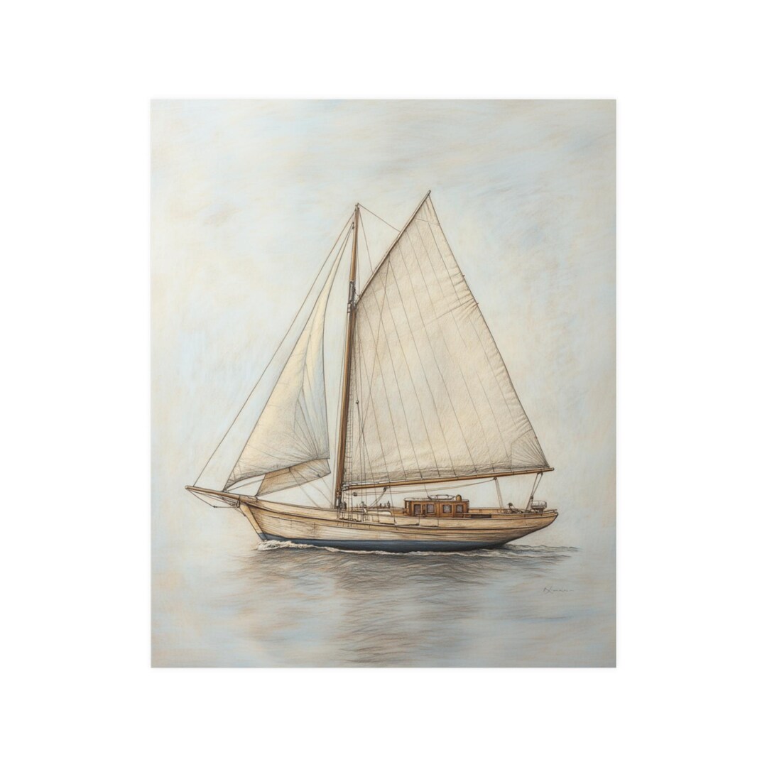 Sailboat Nautical Coastal Poster - Etsy