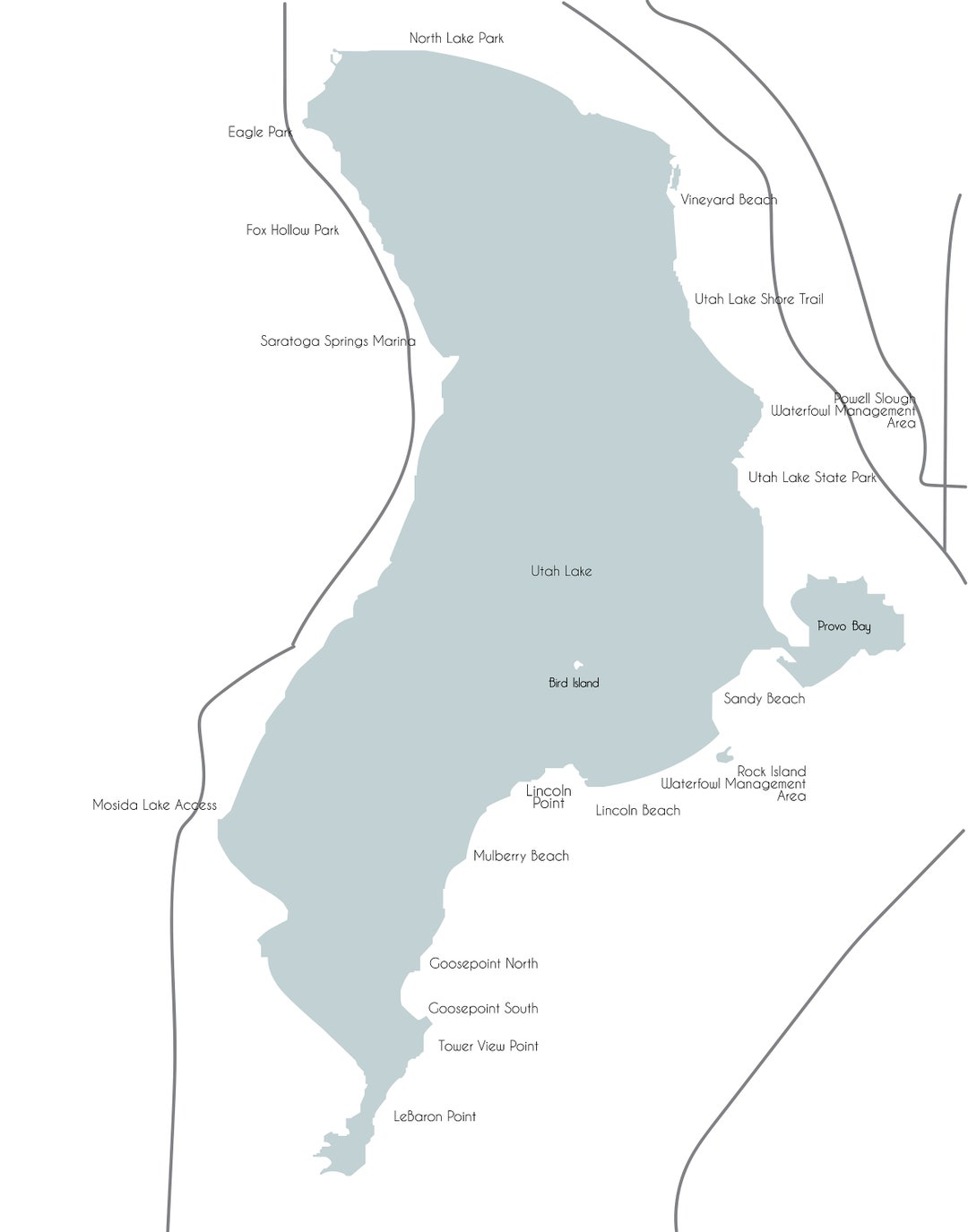 Utah Lake Map - 16 X 20 Inches JPEG & PDF - Etsy