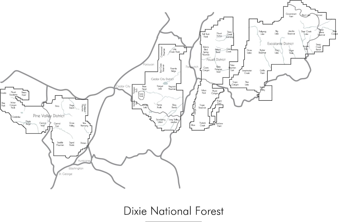Dixie National Forest Map - 16 X 20 - Etsy