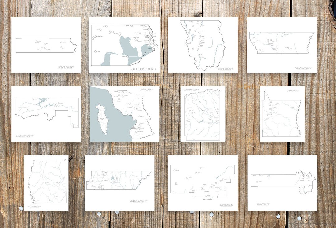 Maps of Utah Counties - 30- 16 X 20 Maps - Etsy