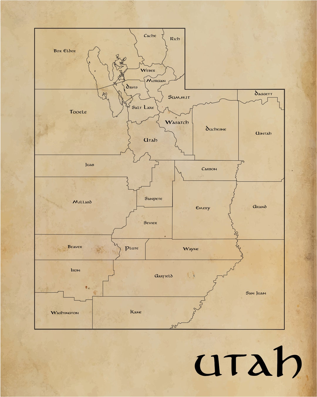 Utah Lord of the Rings Style Map - 16 X 20 Inches JPEG & PDF - Etsy
