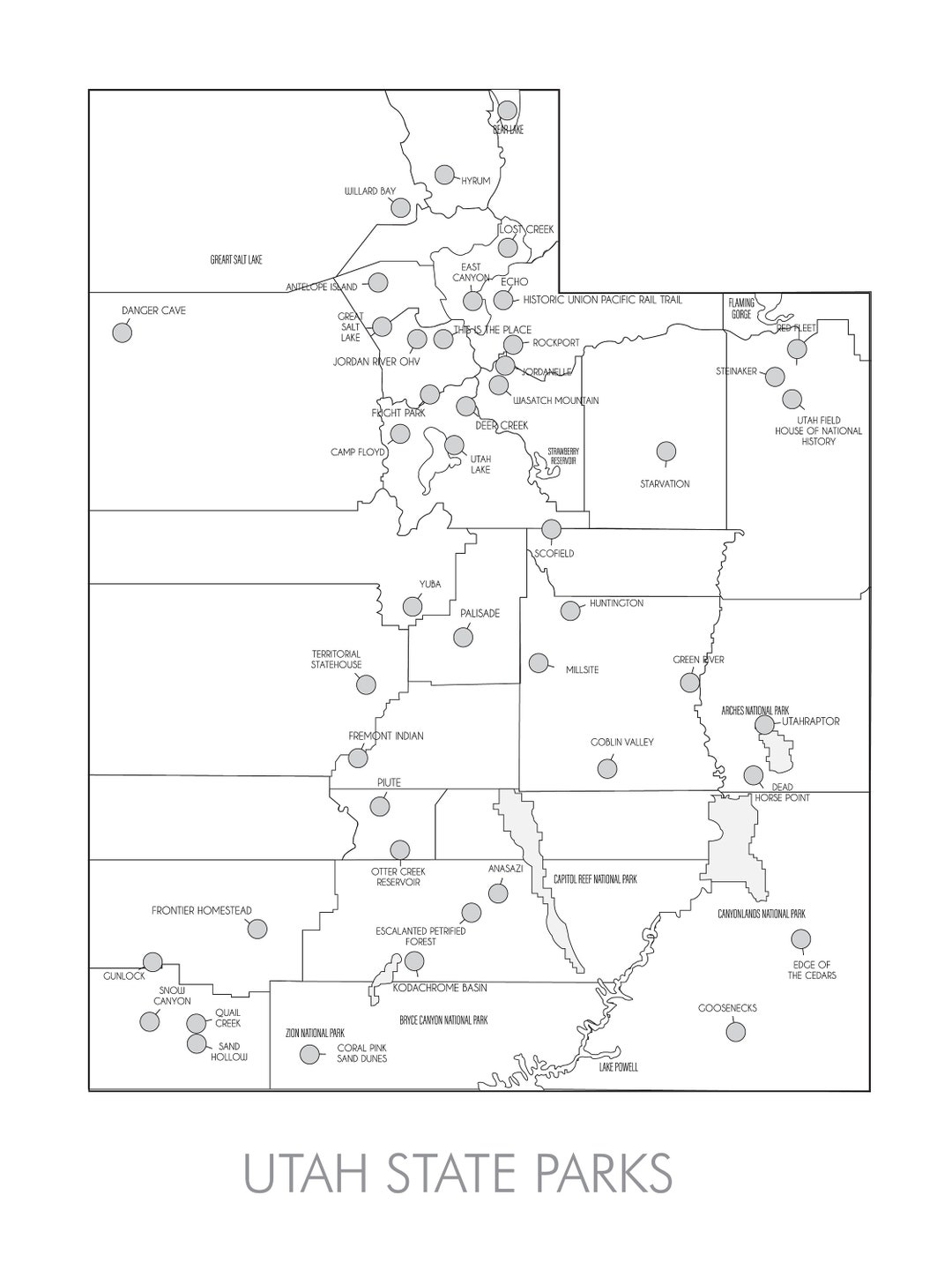 Utah State Parks Map - 18 X 24 Inches JPEG & PDF - Etsy