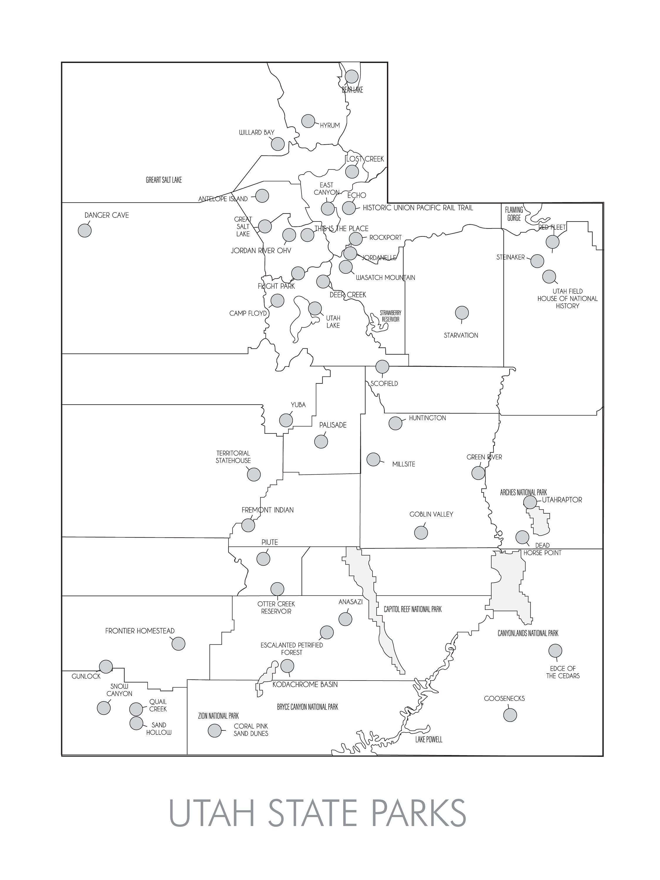 Utah State Parks Map - 18 X 24 Inches JPEG & PDF - Etsy