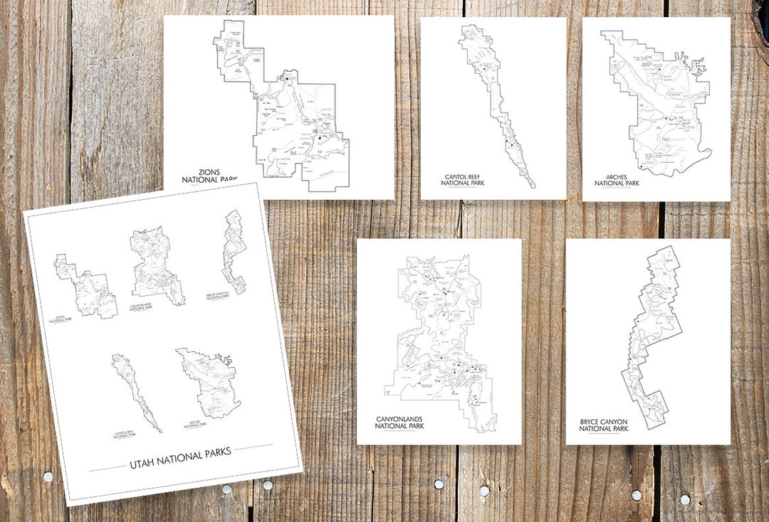 Utah National Park Maps & Utah National Park Grid Map - 16 X 20 - Etsy