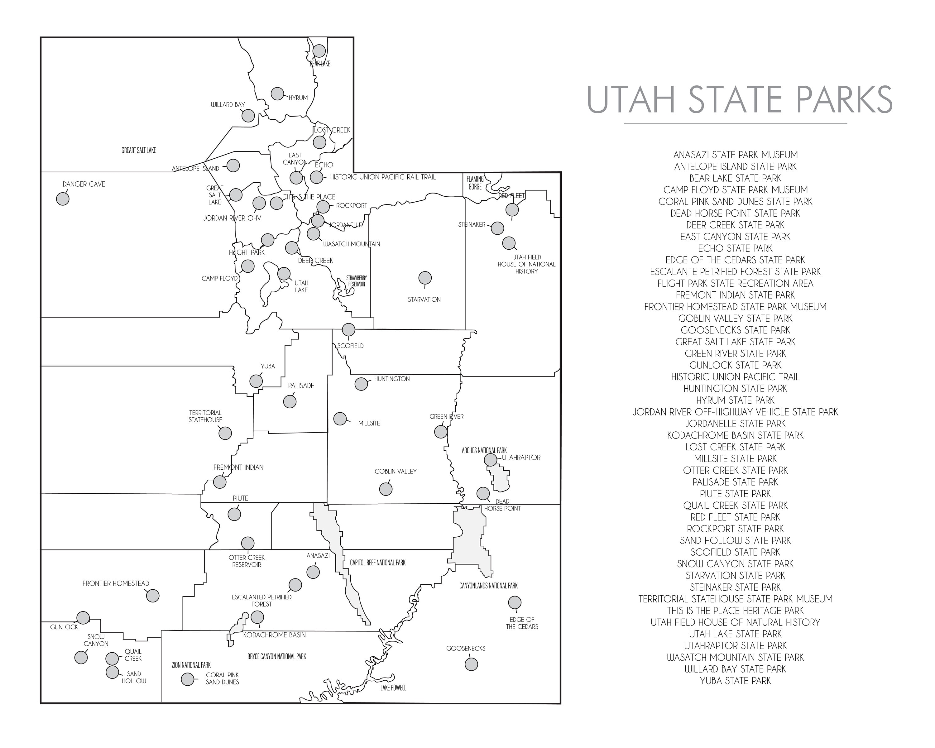Utah State Parks Map - 16 X 20 Inches JPEG & PDF - Etsy