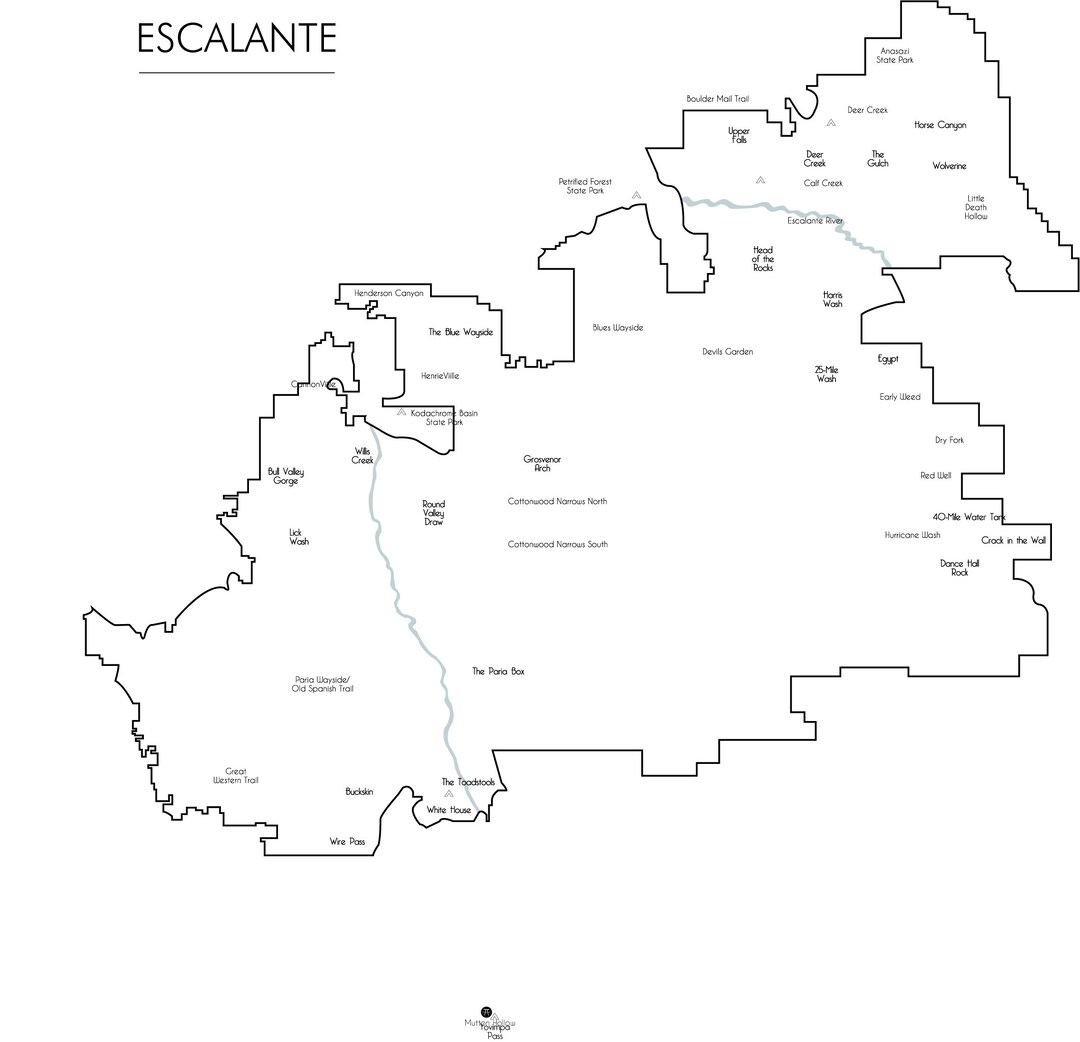 Escalante - Grand Staircase Map - 16 X 20 - Etsy
