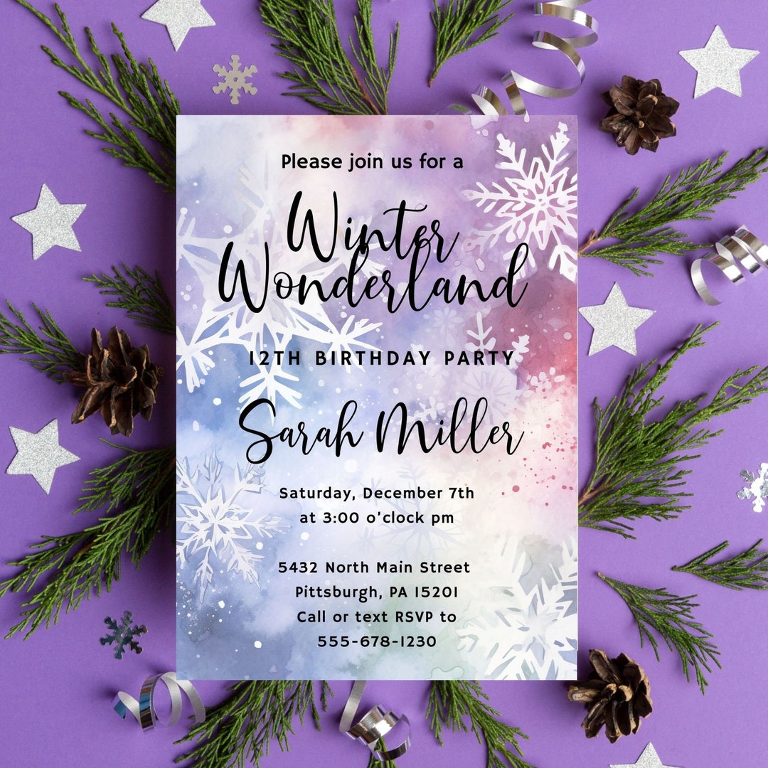 Editable Winter Wonderland Party Invitation Holiday - Etsy