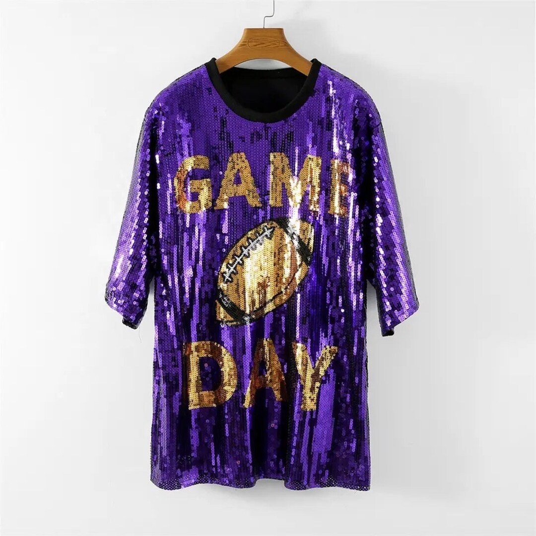 Purple and Gold Sequin Game Day Dress, Gameday Shirt, Tailgate Party ...