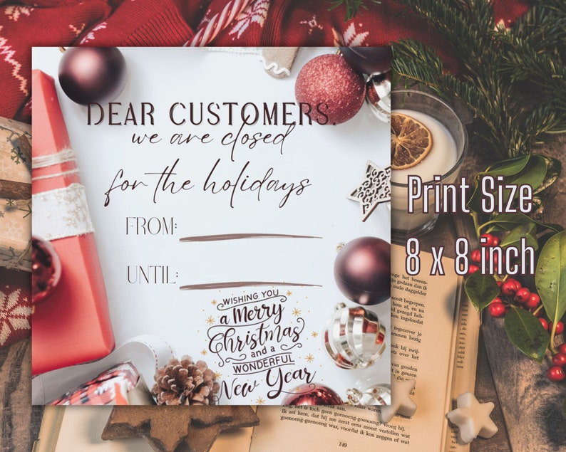 We Are Closed Holiday Sign, Christmas Season Break Announcement - Etsy