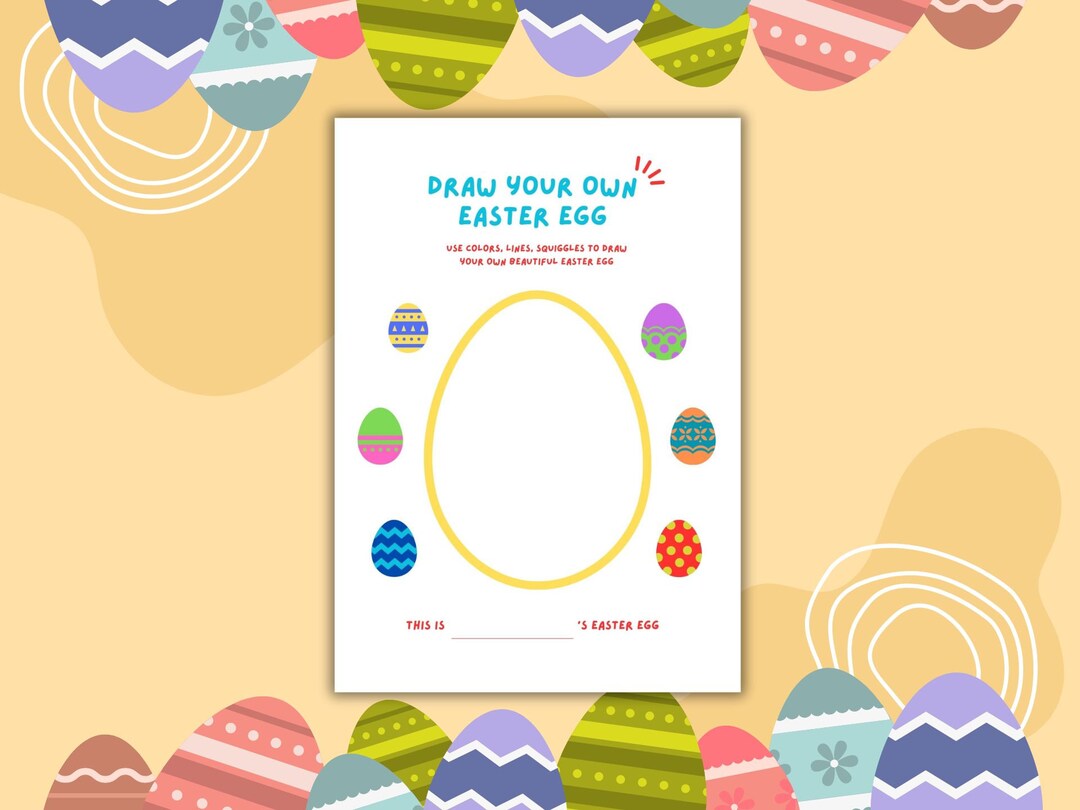 Printable Easter Kids Activity Game, Personalized Easter Egg Drawing ...