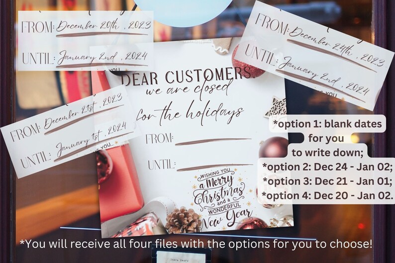 We Are Closed Holiday Sign, Christmas Season Break Announcement - Etsy