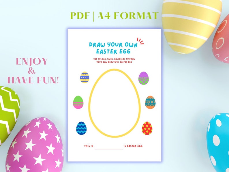 Printable Easter Kids Activity Game, Personalized Easter Egg Drawing ...