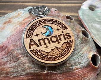 Custom Engraved Wood Dog Tag With Stunning Abalone Shell Inlay - Etsy