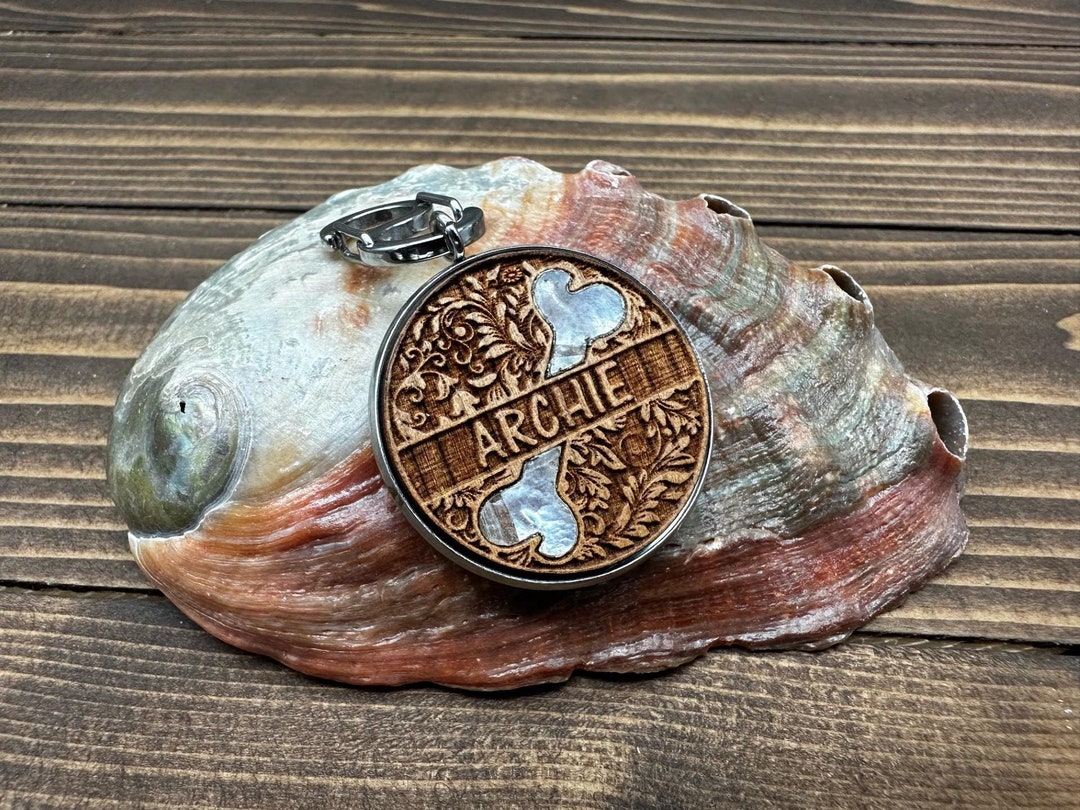 Custom Engraved Wood Dog Tag With Stunning Abalone Shell Inlay - Etsy
