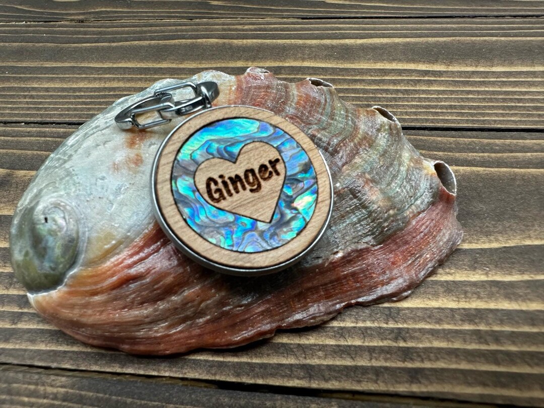 Custom Engraved Wood Dog Tag With Stunning Abalone Shell Inlay - Etsy