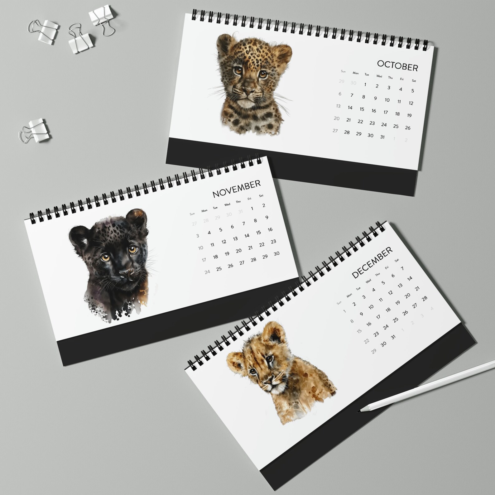 Desktop Calendar 2024 Grid, Baby Animal Lovers, Animal Lover, Animal ...