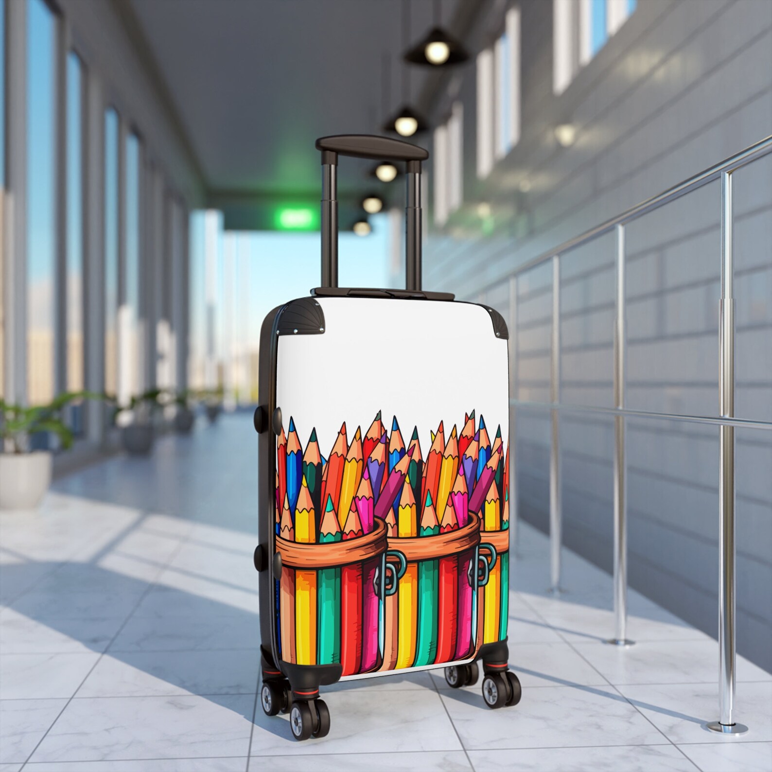 Suitcase,pencil Design, Safety Lock, Inside Pockets, Adjustable Handle ...