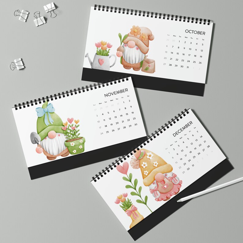 Desktop Calendar (2025 Grid)summer Gnomes, Gnome Lovers, Gnome ...