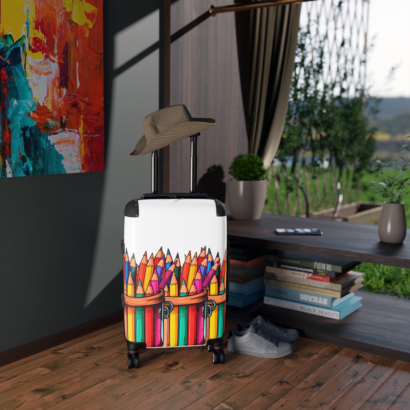 Suitcase,pencil Design, Safety Lock, Inside Pockets, Adjustable Handle ...