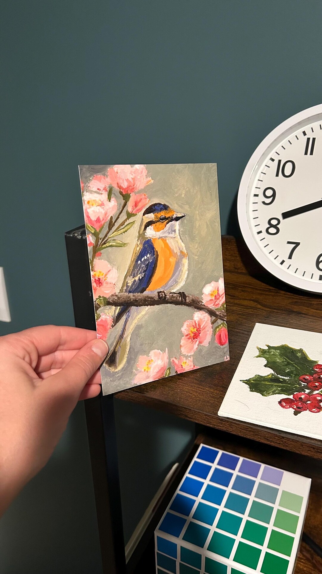 Robin With Cherry Blossoms Print - Etsy