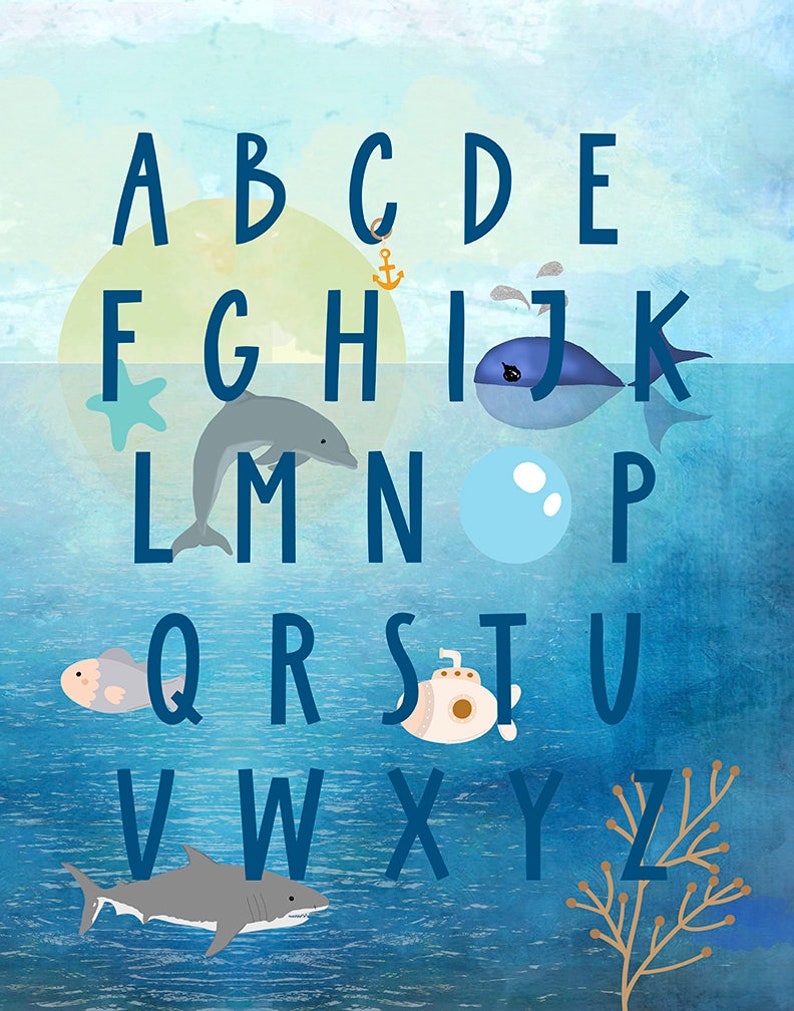 Personalized Ocean-themed Wall Art – Set for Kids Nursery, 4-piece ...