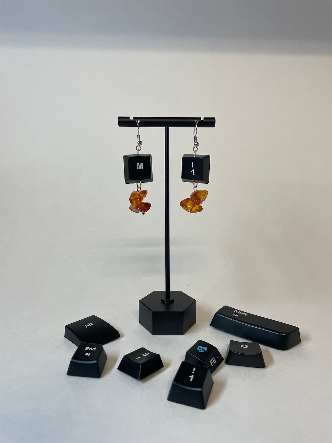 Computer Keyboard Key & Amber Crystal Earrings - Etsy
