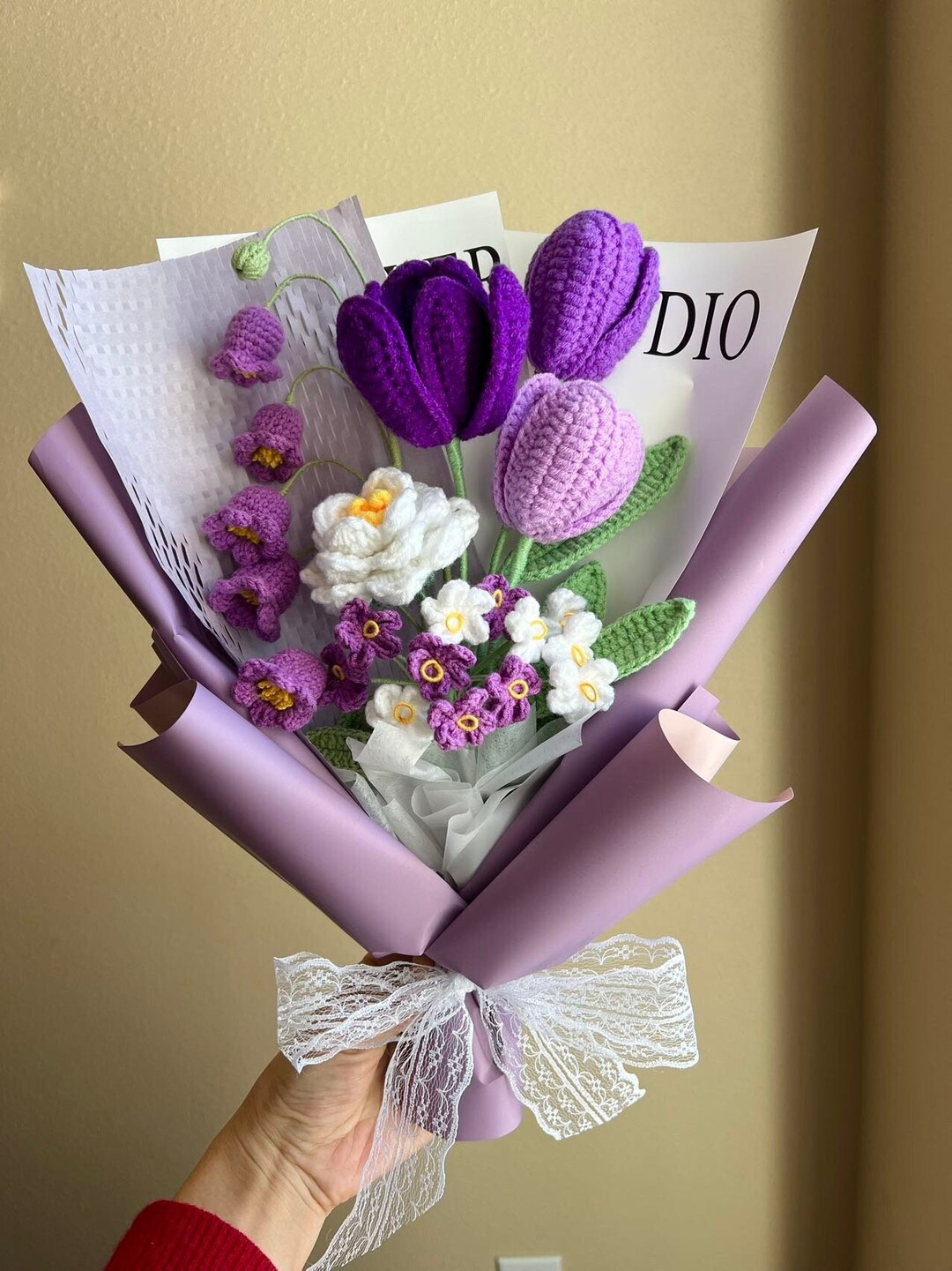 Crochet Flowers Bouquet Handmade, Tulip,home Decor,finished Product ...