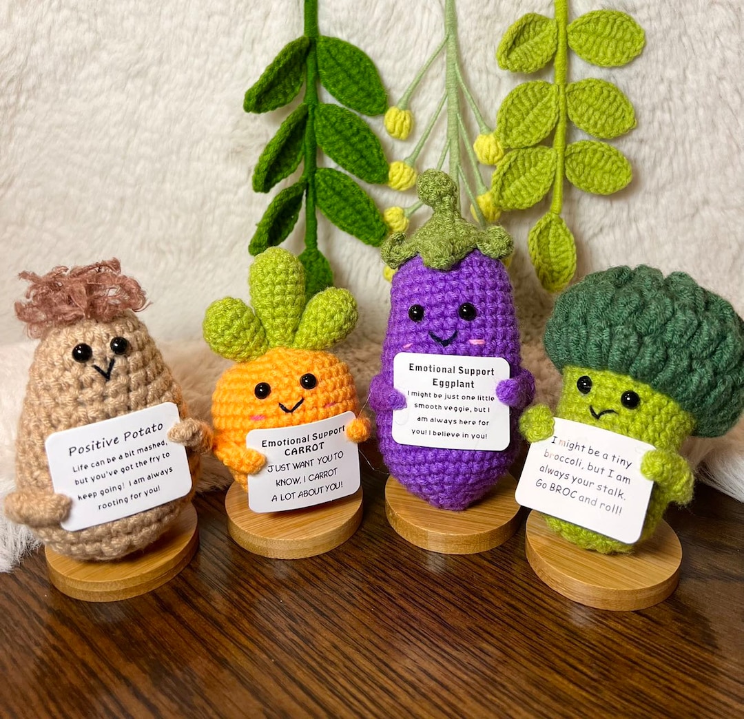 Unique Handmade Crochet Positive Veggie+emotional Support Carrot Potato ...