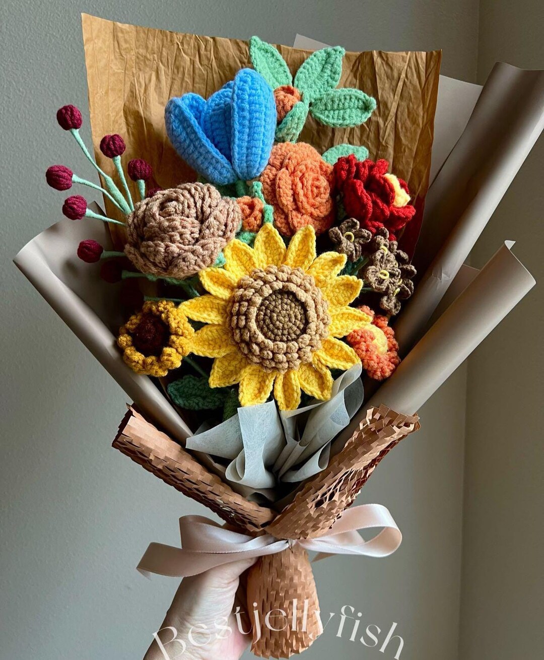 Handmade Crochet Sunflower Bouquet: Everlasting Floral Gift for Her ...