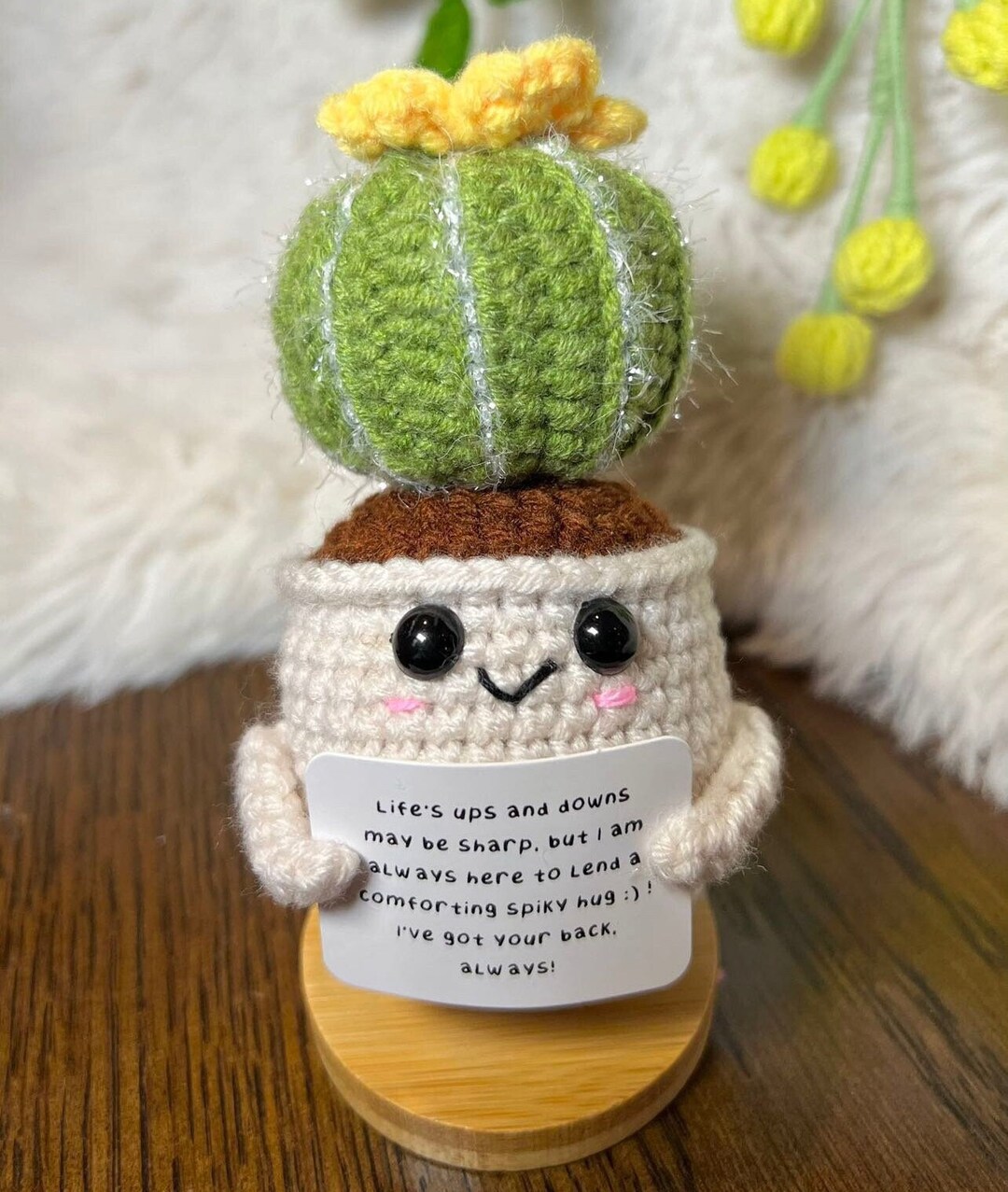 Handmade Crochet Emotional Support Cactus: Positive Desk Decor - Etsy