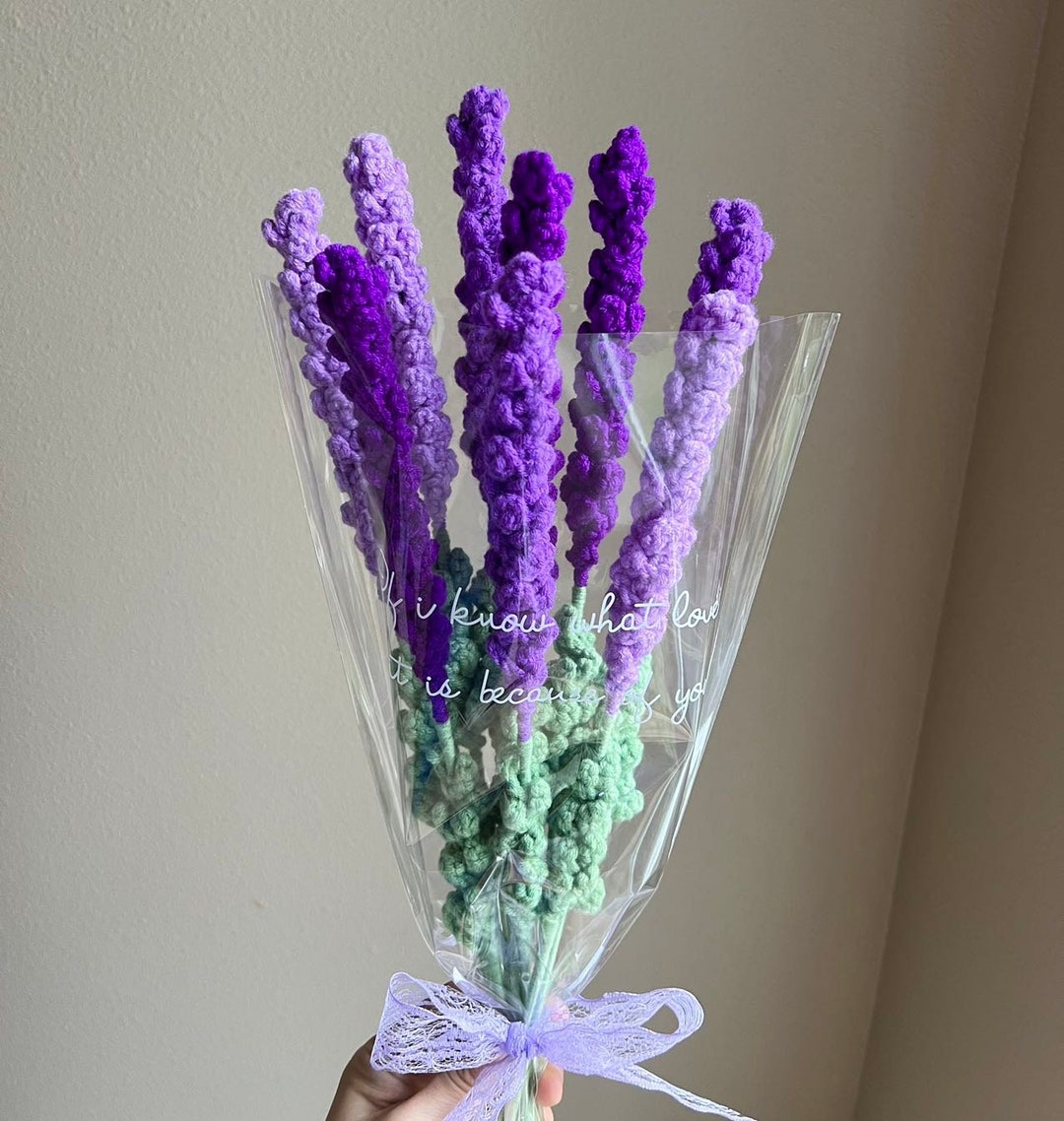 Crochet Lavender Bouquet: Handmade Floral Arrangement, Everlasting ...