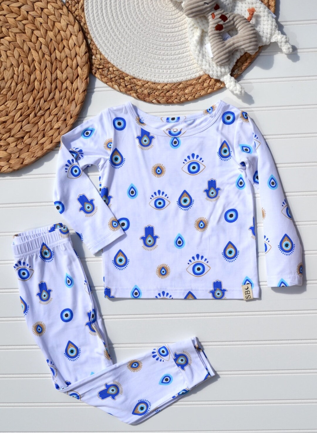 Evil Eye Charm Bamboo Kids Pajamas Toddler Pajamas Bamboo Kids Pajama ...