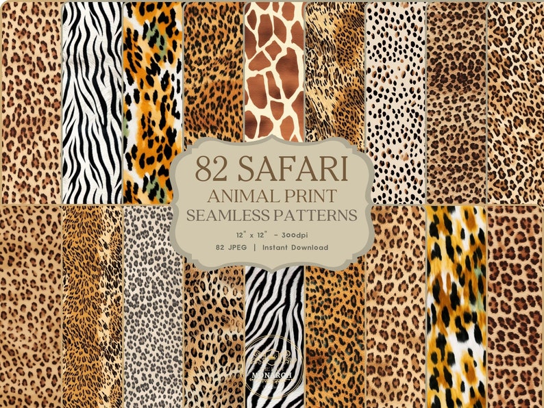 Safari Animal Skin Print Digital Paper Pack Seamless Patterns ...