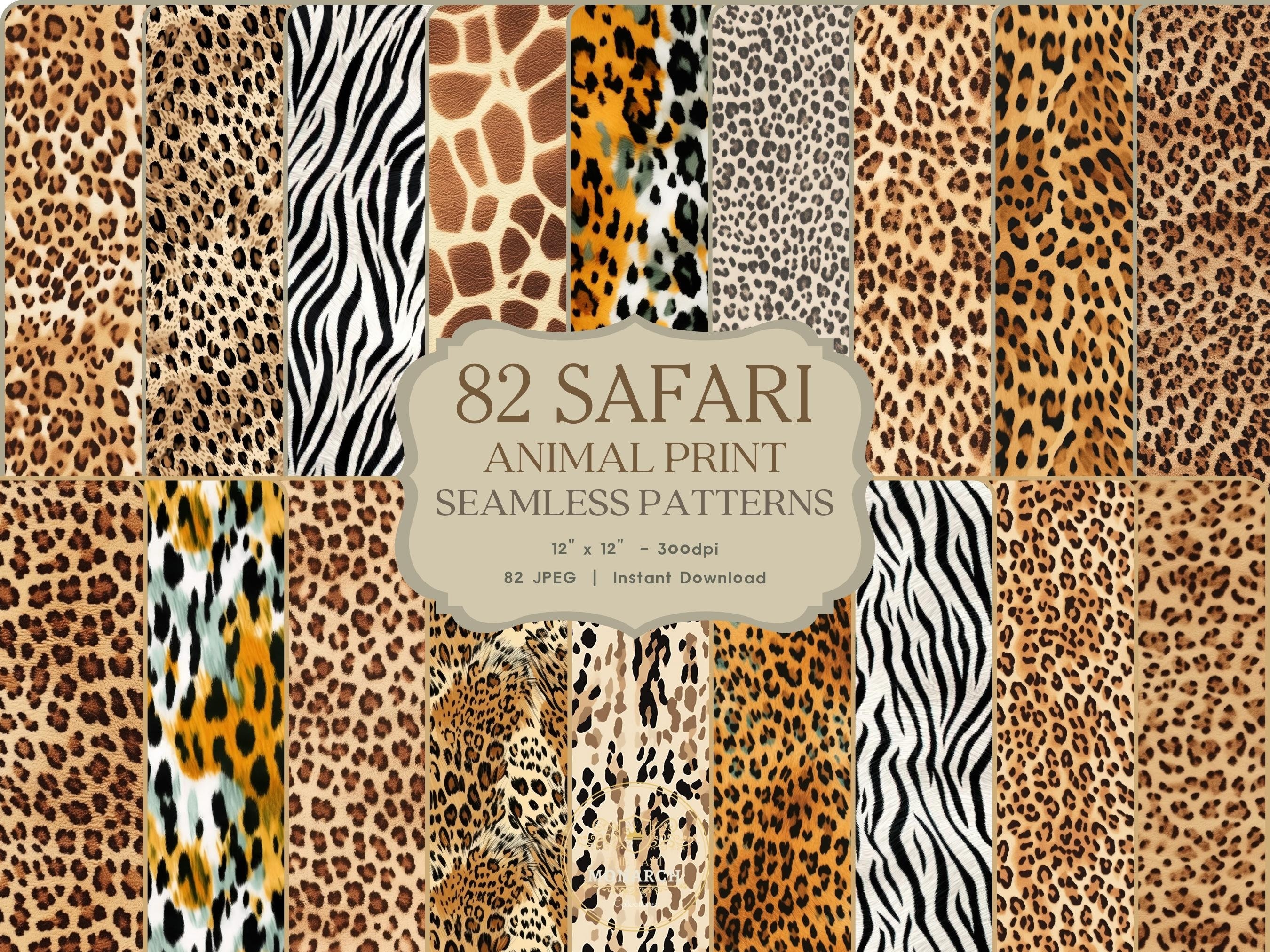 Safari Animal Skin Print Digital Paper Pack Seamless Patterns ...