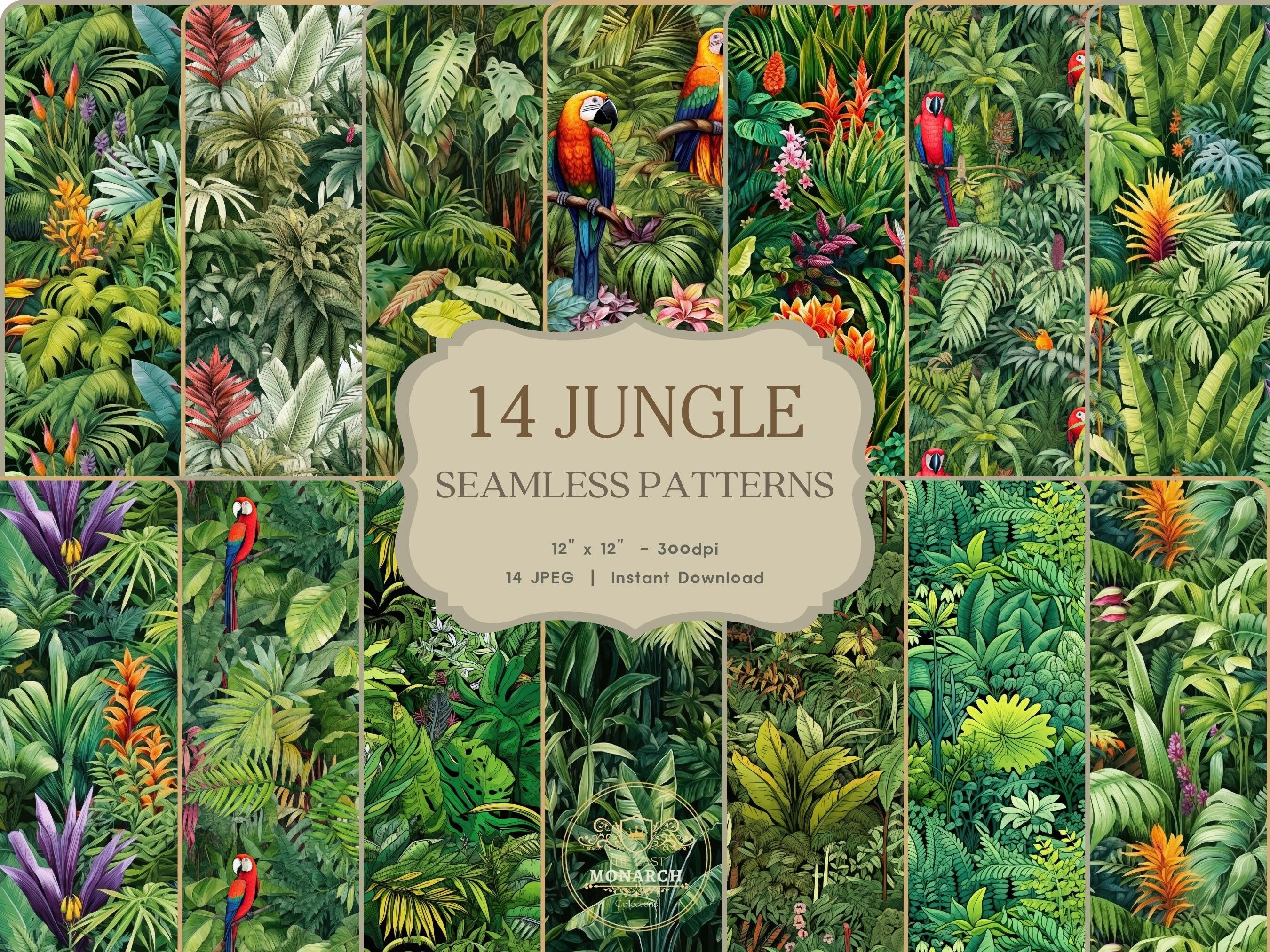 Tropical Jungle Digital Paper Pack Seamless Patterns, Scrapbooking ...