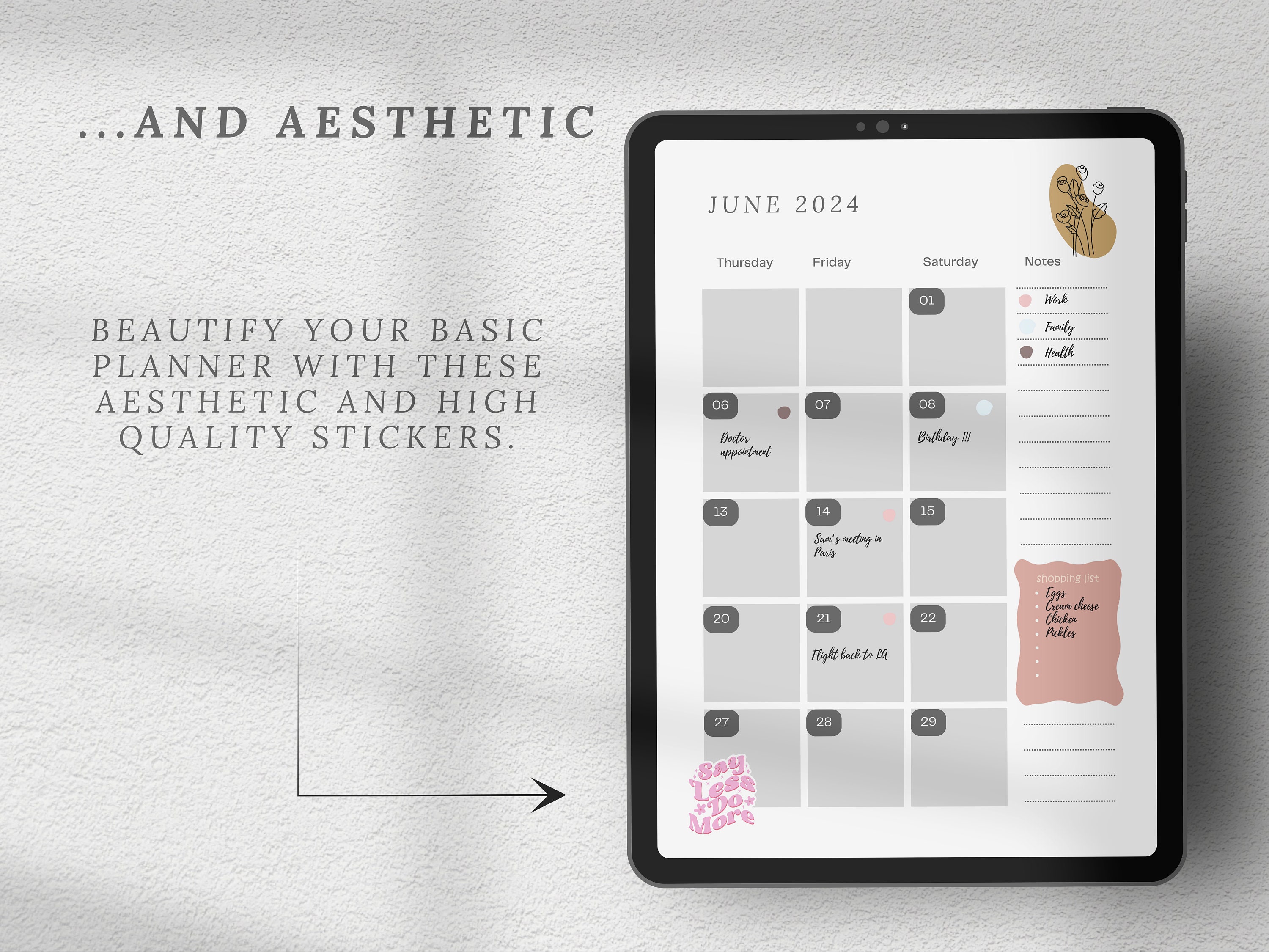 Digital Aesthetic Stickers Pack for Planner Cats & Flowers - Etsy