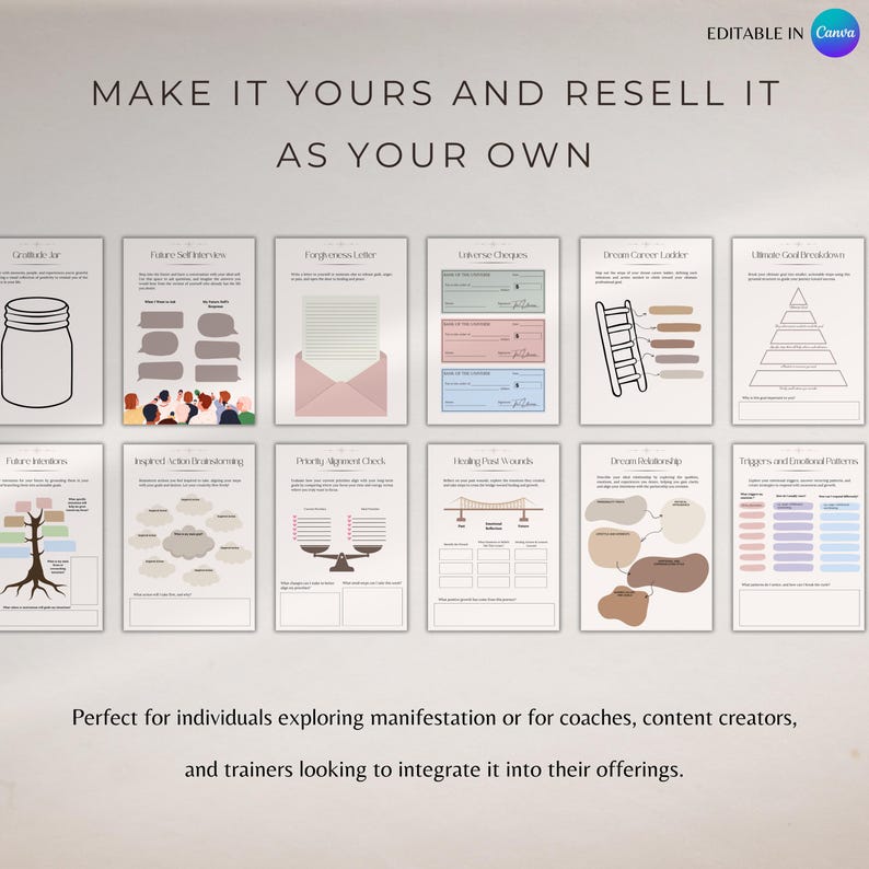 Manifesting Printable Planner, Manifestation Coach Templates, Canva ...