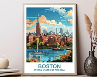 Boston Travel Print, Boston City Travel Poster, Boston Travel Wall Art ...
