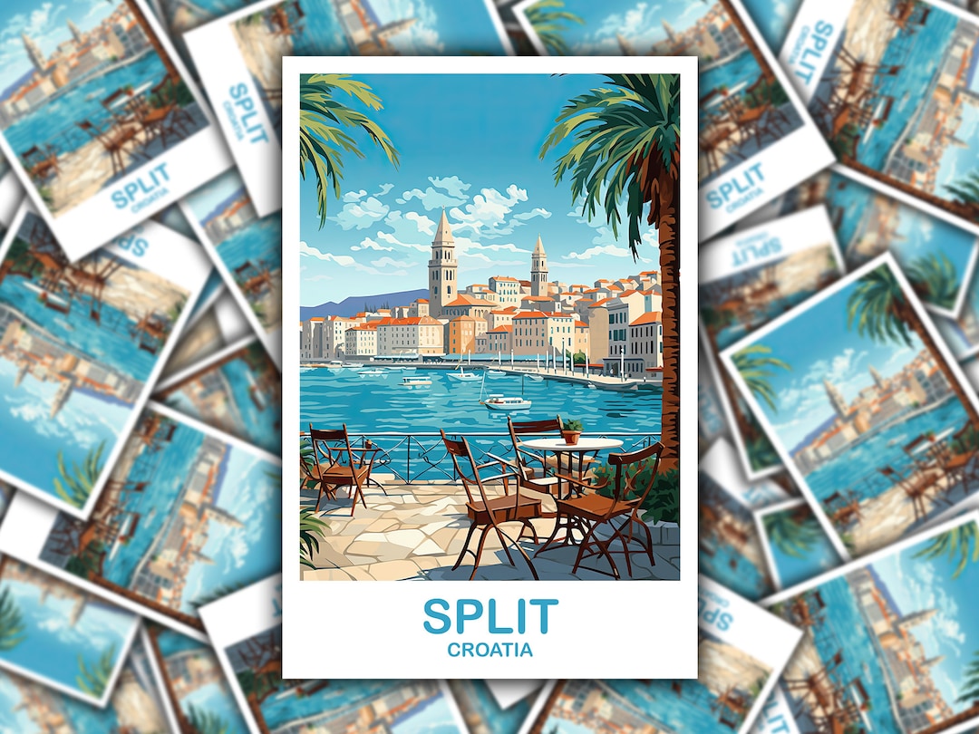 Split Croatia Travel Sticker, Split Travel Art, Croatia Sticker, Split ...