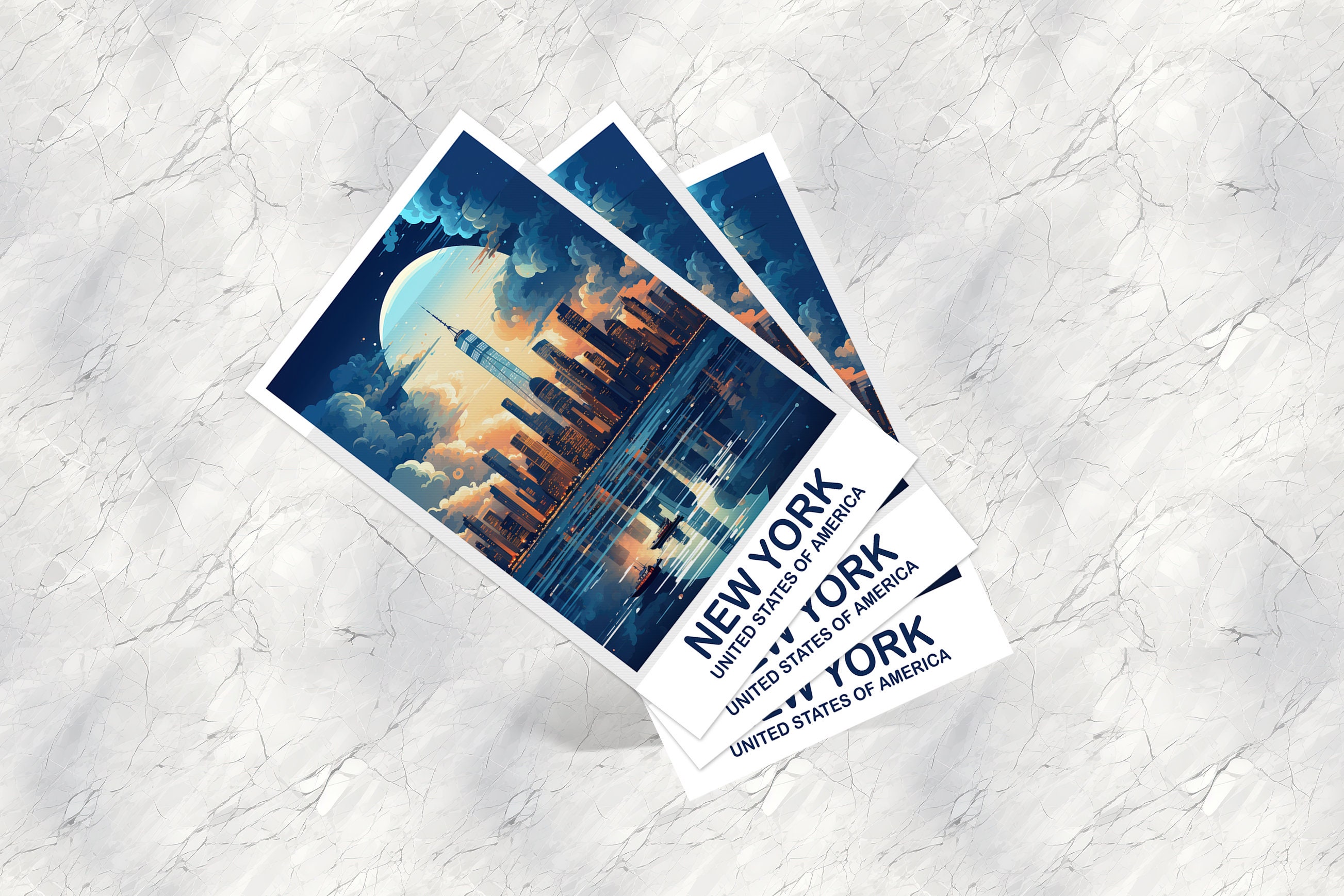 New York Travel Postcard, Manhattan Skyline Postcard, Big Apple ...
