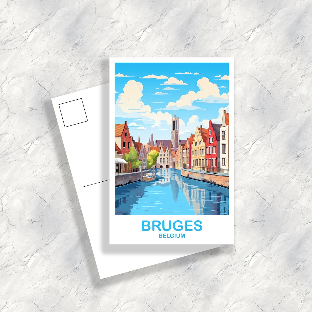Bruges Belgium Travel Art Postcard, Belgium Travel, Belgium Postcard ...
