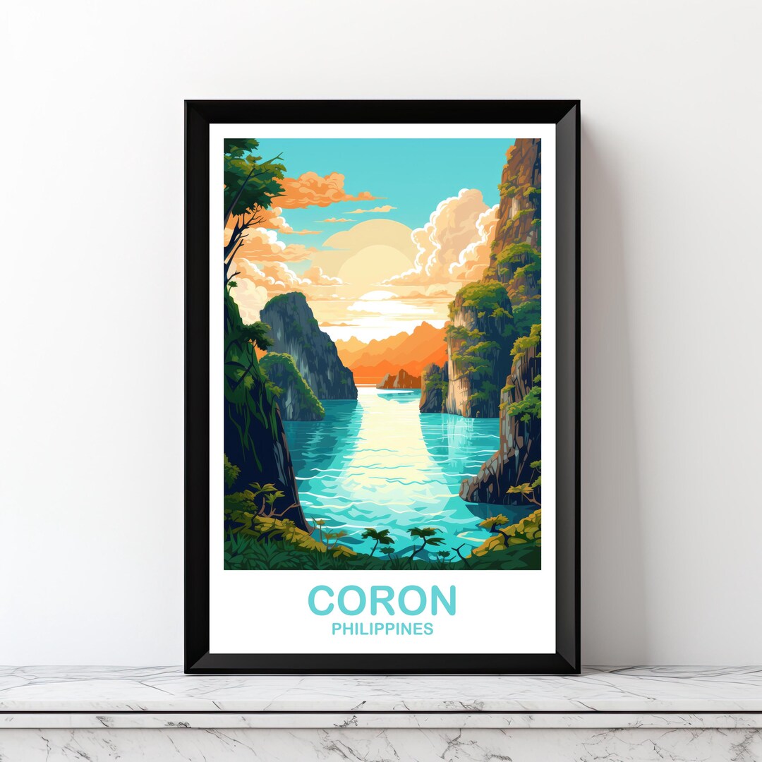 Philippines Coron Travel Art Poster, Digital Download Philippines Coron ...
