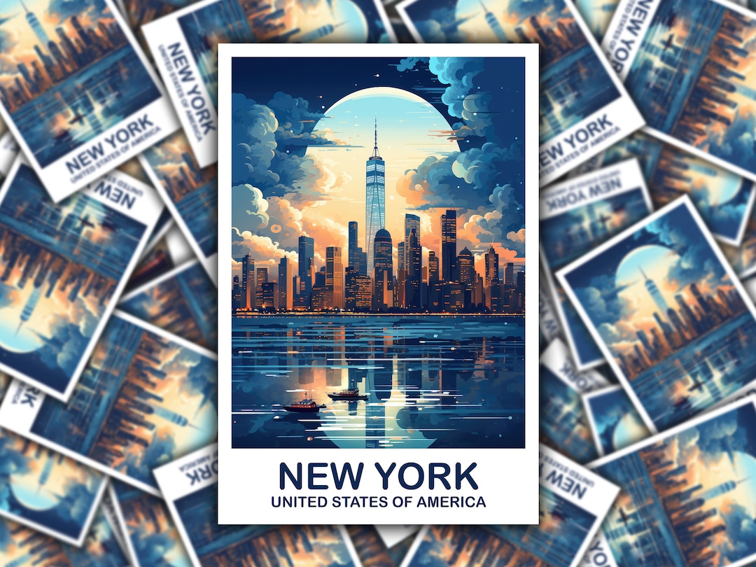 New York Travel Sticker, Manhattan Skyline Sticker, New York Sticker ...