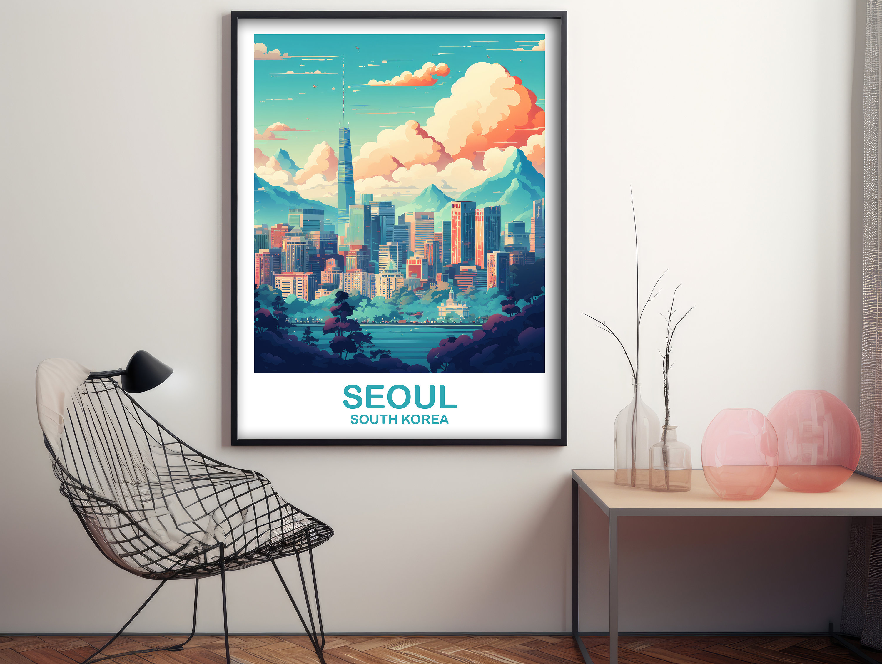 Seoul Korea Travel Poster, Seoul Skyline, Korea Wall Art Poster ...