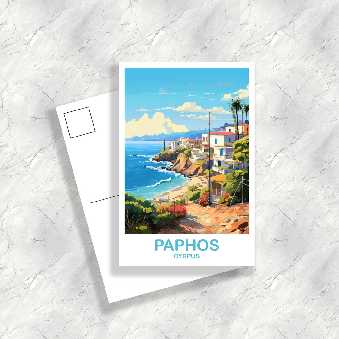 Paphos Cyrprus Travel Postcard Art, Cyprus Travel Art, Paphos Postcard ...