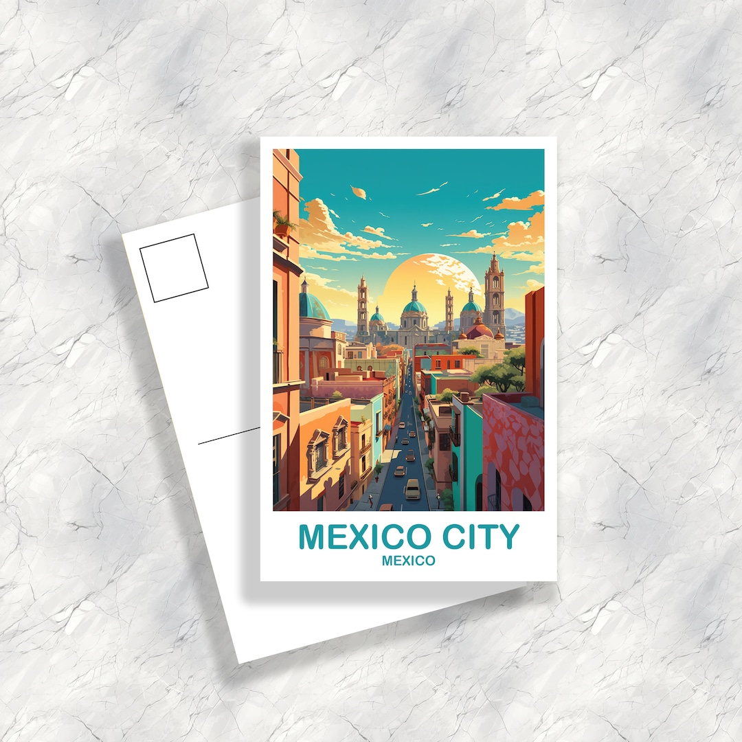 Mexico City Travel Postcard, Mexico Art Postcard, Mexico Travel Art ...