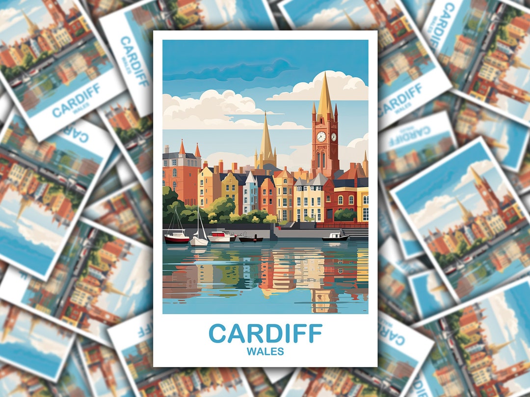 Cardiff Travel Sticker Art, Wales Travel Sticker, Cardiff Sticker ...